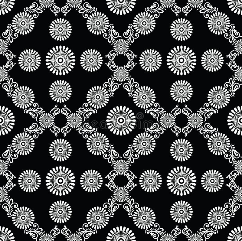 Seamless Black and White Vector Damask Pattern Stock Vector ...