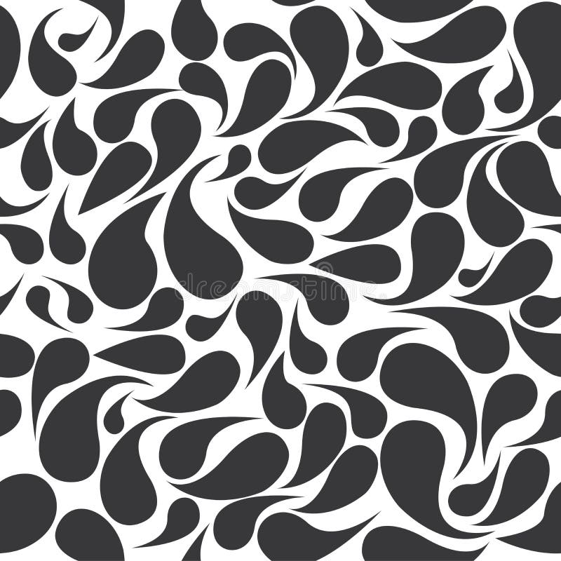 Seamless Black and White Vintage Simple Paisley Pattern Vector Stock ...
