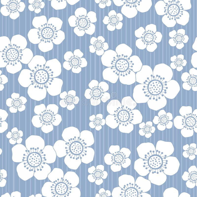 Seamless Blue Abstract Floral Background Stock Vector - Illustration of ...