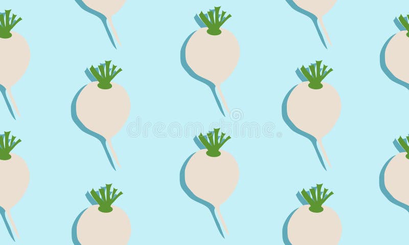 Seamless Blue Background with Round White Radishes with Shadow. Stock ...