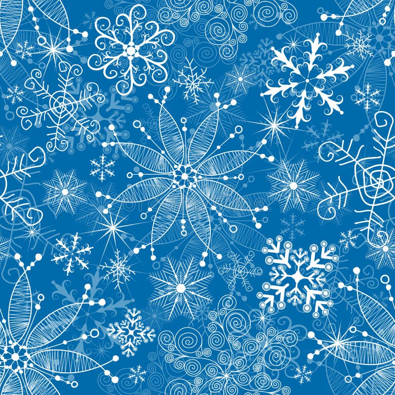 Seamless Blue Christmas Pattern Stock Vector - Illustration of flake ...