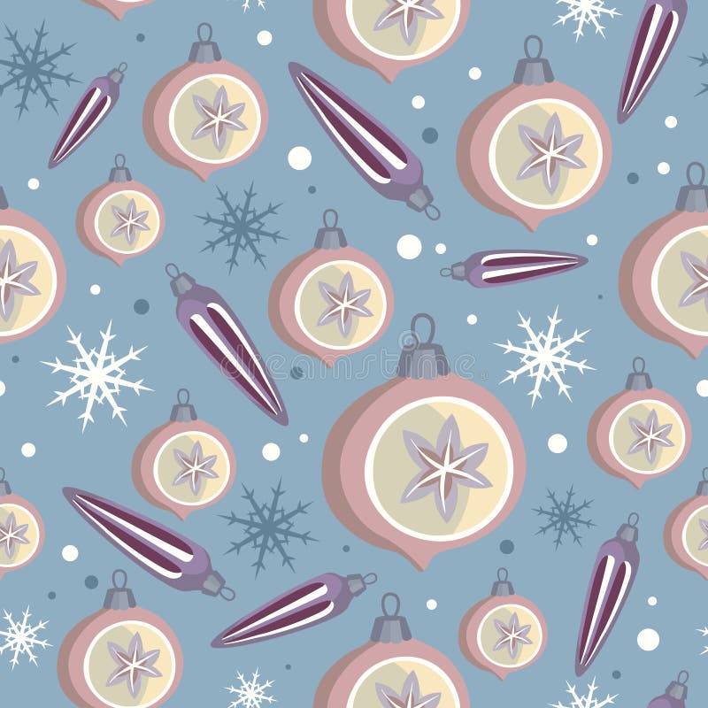 Seamless Blue Christmas Pattern Christmas Toys Illustration Stock ...