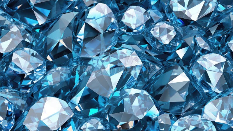 Seamless Blue Diamond Pattern Background, Abstract Gem, Crystal Texture ...