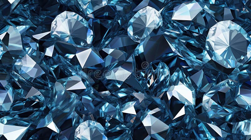 Seamless Blue Diamond Pattern Background, Abstract Gem, Crystal Texture ...