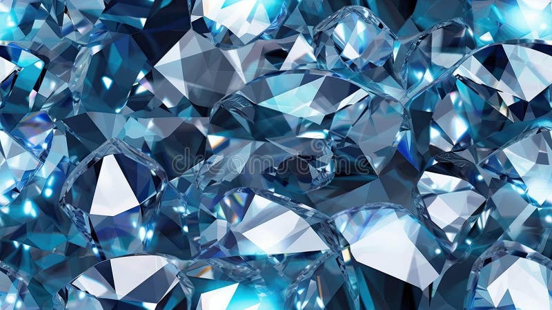 Seamless Blue Diamond Pattern Background, Abstract Gem, Crystal Texture ...