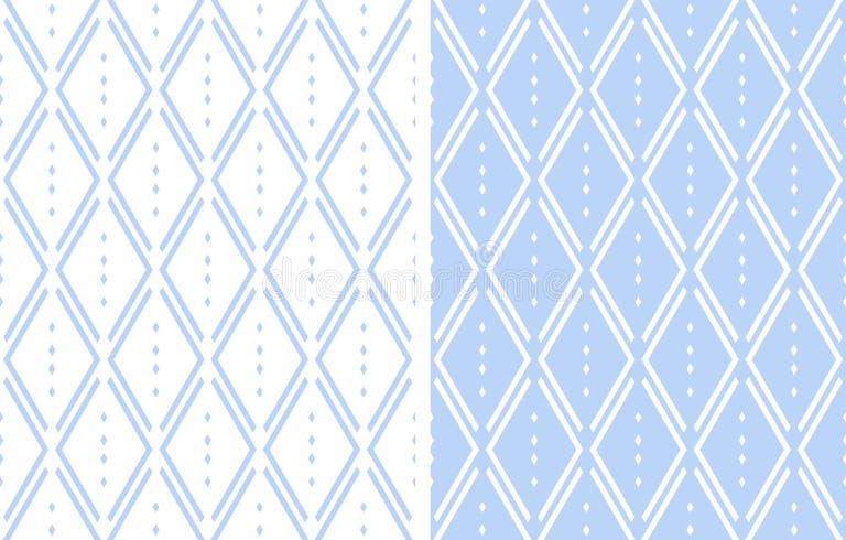Seamless Blue Diamonds and Dots Patterns. Geometric Textures Stock ...