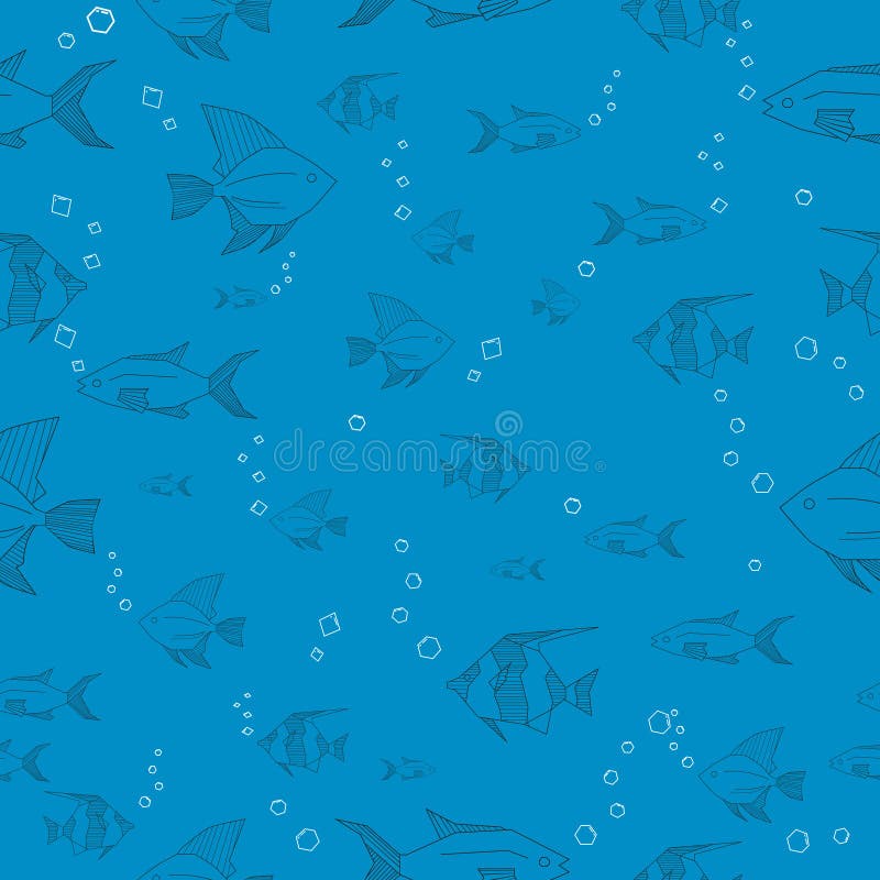 Seamless Blue Fish Pattern Vector Illustration Stock Vector ...