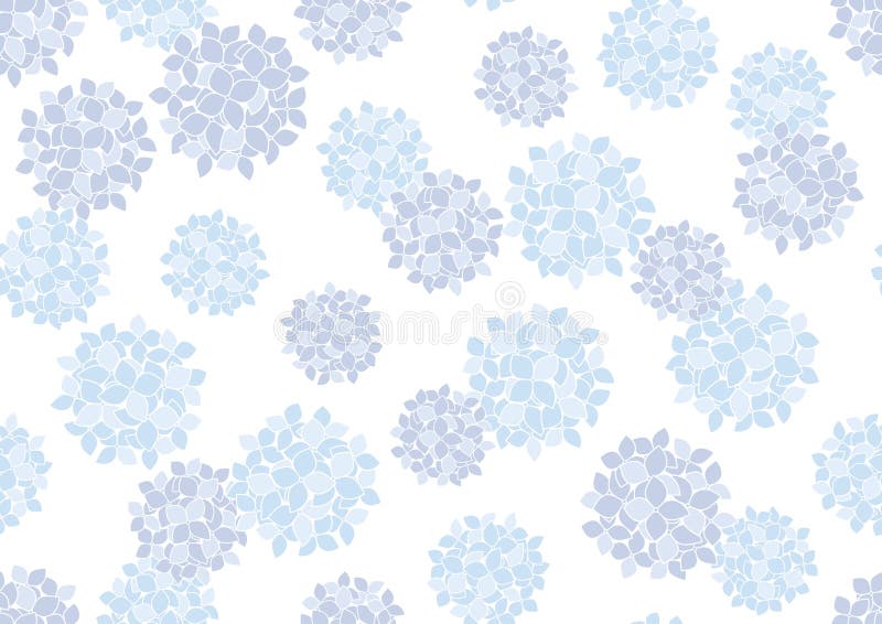 Seamless Blue Hydrangea Pattern Vector Illustration Isolated on a White ...