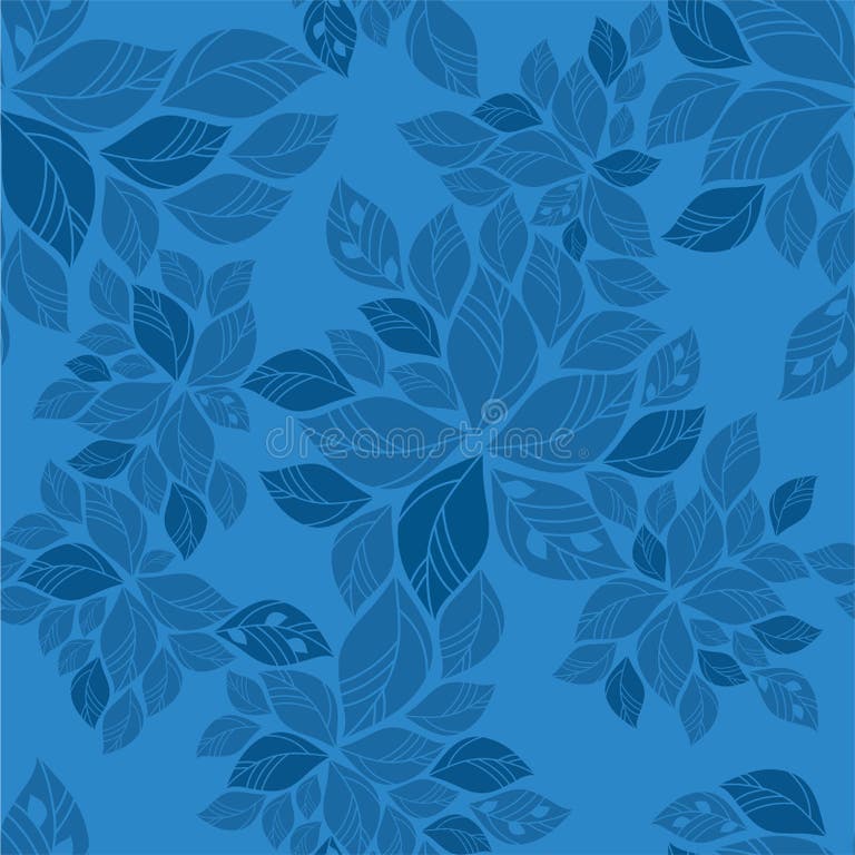 Seamless Blue Leaves Pattern Stock Vector - Illustration of beautiful ...