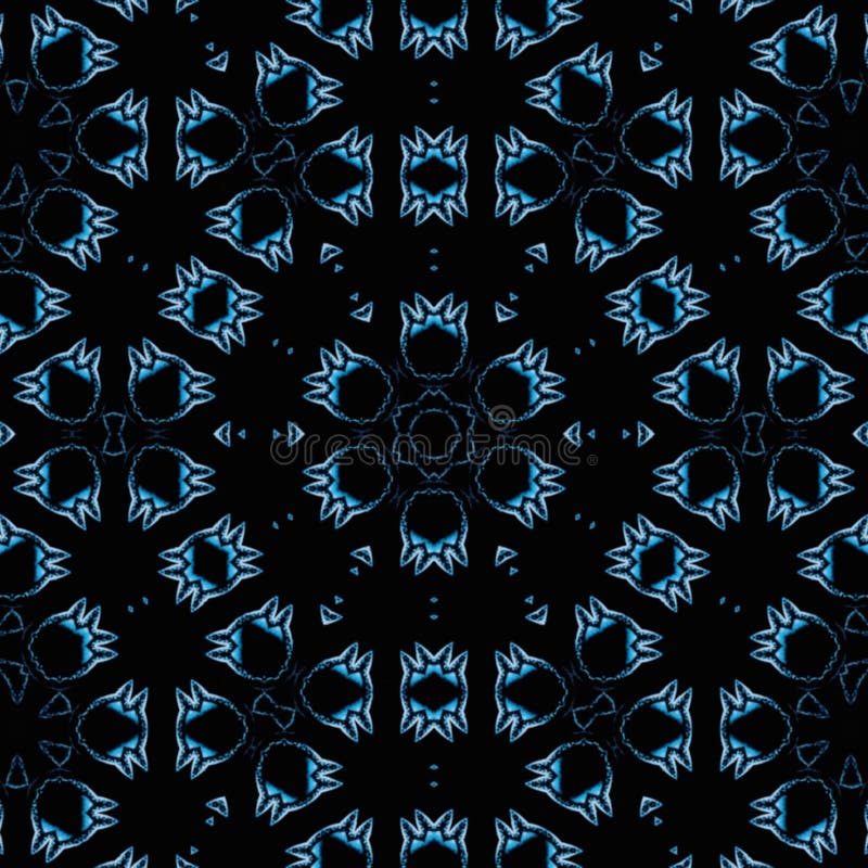 Seamless Blue Pattern of Floral and Stars Decorating Wallpaper, Stock ...