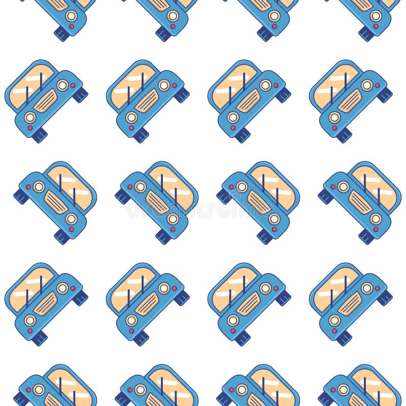 Seamless Blue Pattern of Old Machine. Children S Drawing Stock Vector ...