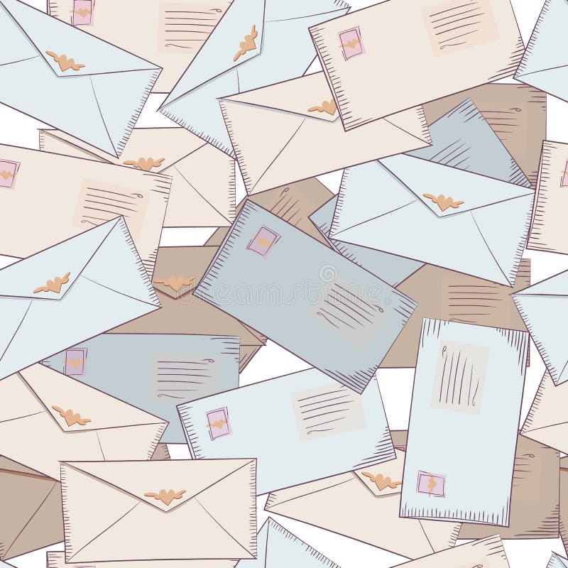 Seamless Blue Post Card Pattern Stock Illustration - Illustration of ...