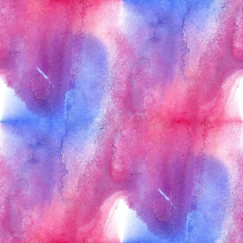 Seamless Blue Red Pattern Background. Abstract Handmade Watercolor Hand ...