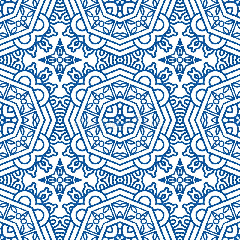 Seamless Blue Retro Pattern Background Stock Vector - Illustration of ...