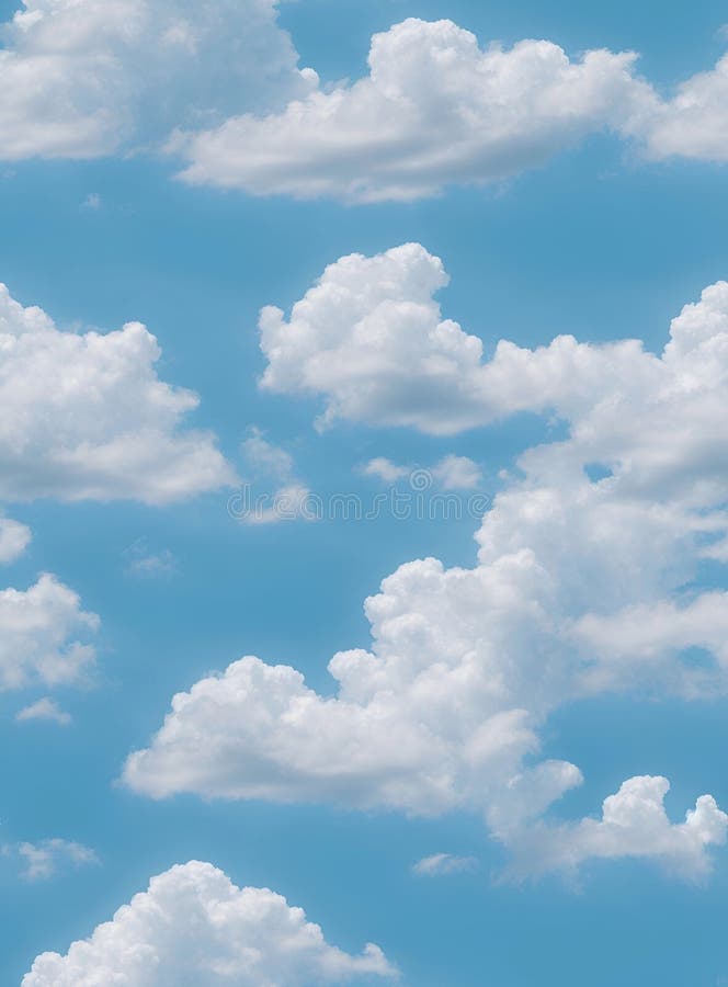 Seamless Blue Sky and Fluffy Clouds Pattern Background Stock ...