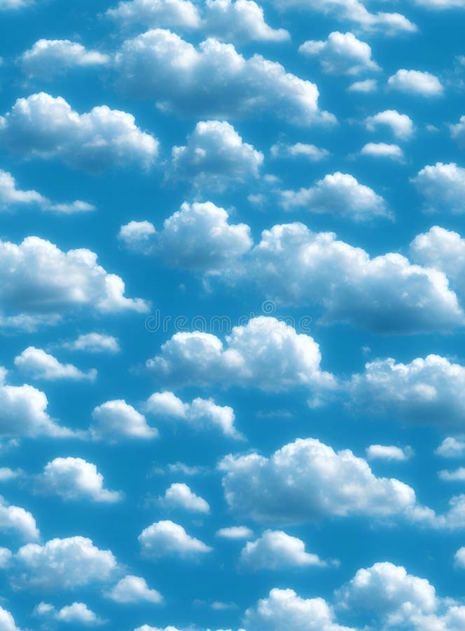 Seamless Blue Sky and Fluffy Clouds Pattern Background Stock ...