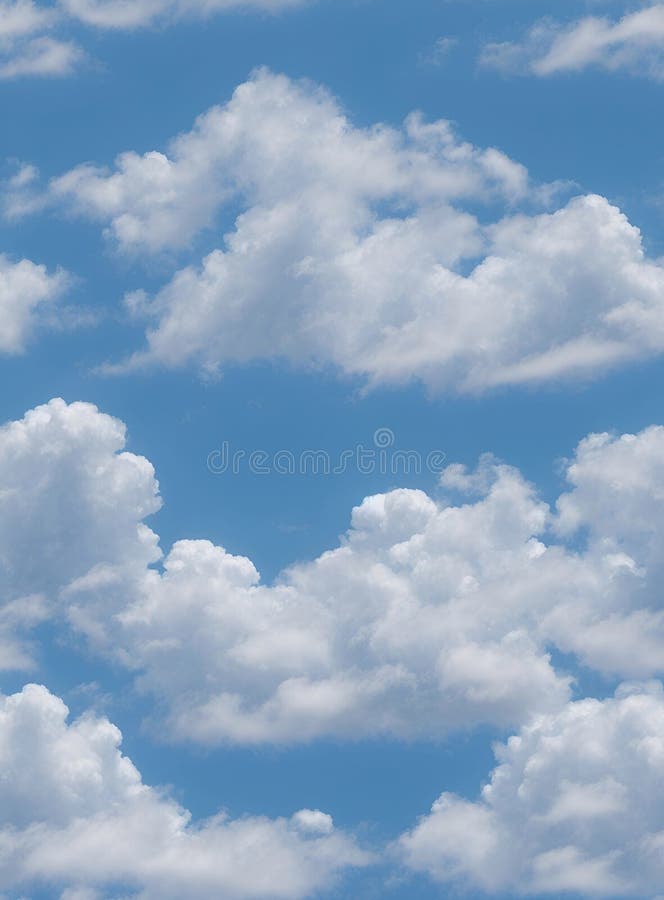 Seamless Blue Sky and Fluffy Clouds Pattern Background Stock ...