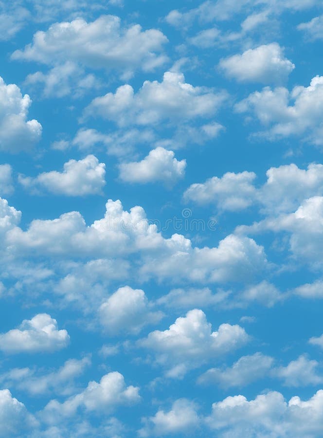 Seamless Blue Sky and Fluffy Clouds Pattern Background Stock ...