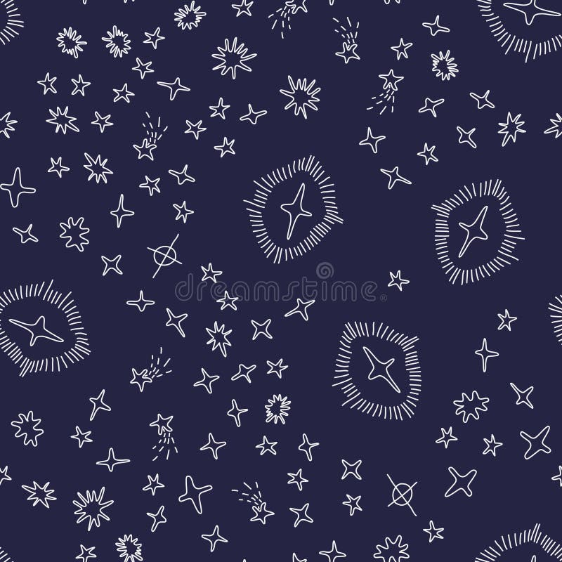 Seamless Blue Sky Stars Pattern Stock Illustration - Illustration of ...