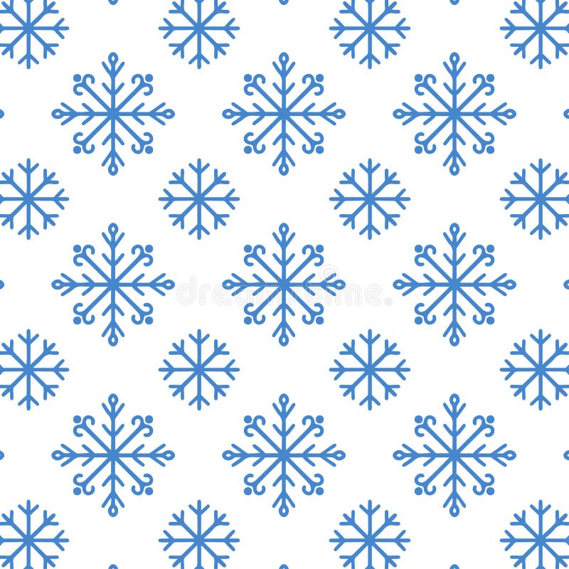 Seamless Blue Snowflake Pattern on White Background - Winter Holiday ...