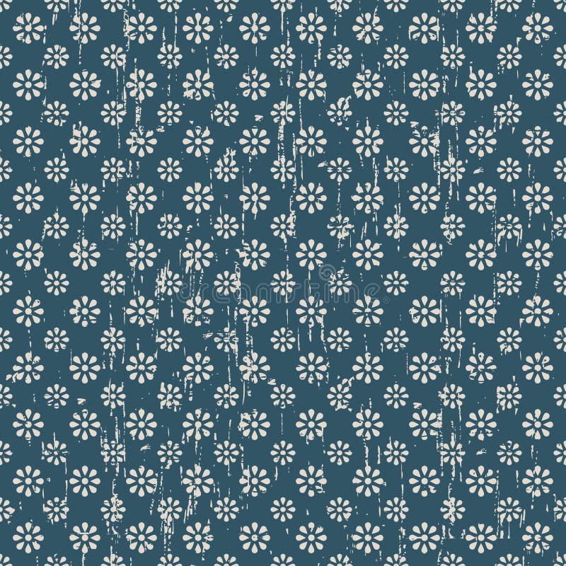 Seamless Blue Vintage Flower Pattern Background. Stock Vector ...