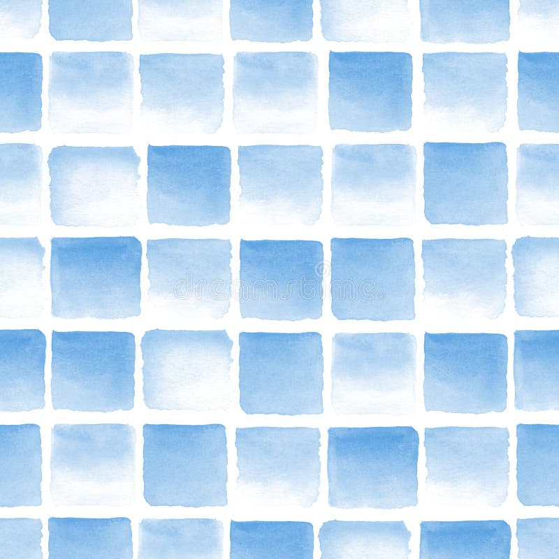 Seamless Blue Watercolor Pattern on White Background. Watercolor ...