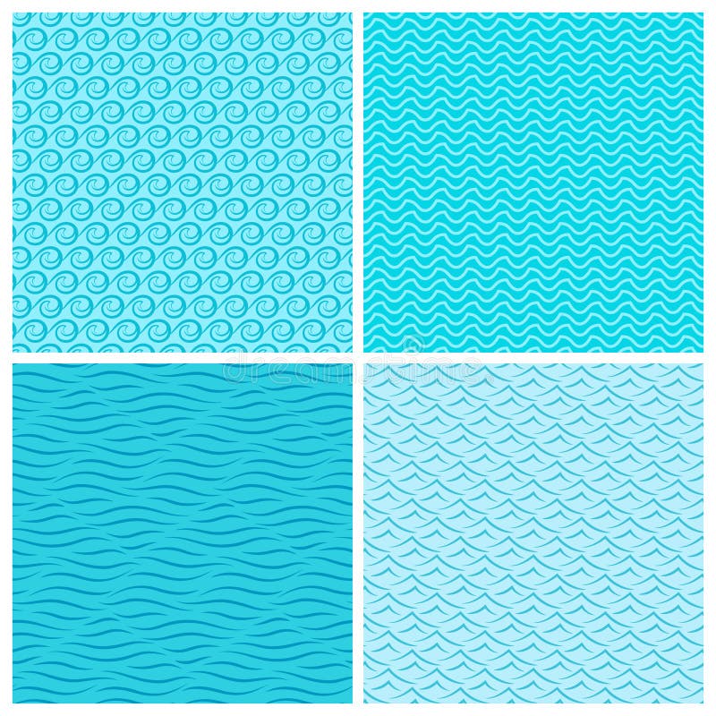 Seamless Blue Wave Patterns Stock Vector - Illustration of water, brush ...