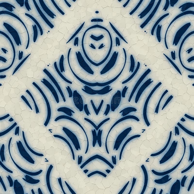 Seamless Blue and White Ceramic Tile Ornate Damask Pattern for Surface ...