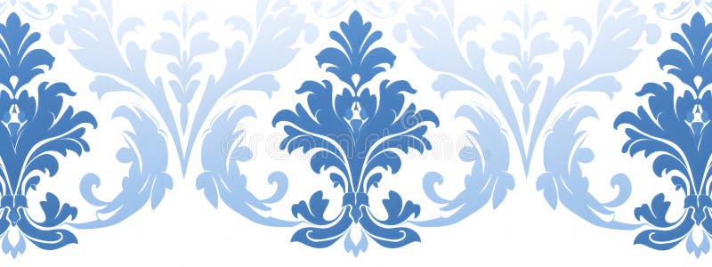 Seamless Blue and White Damask Pattern Wallpaper Stock Illustration ...