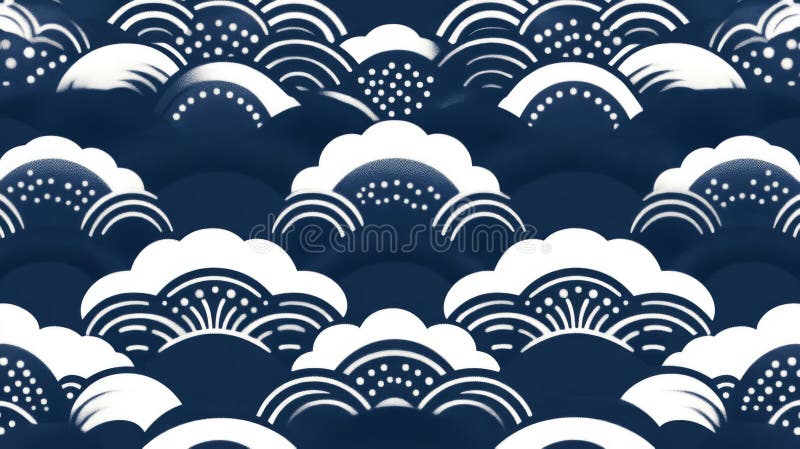 Seamless White Wave Pattern on Blue Background Stock Vector ...