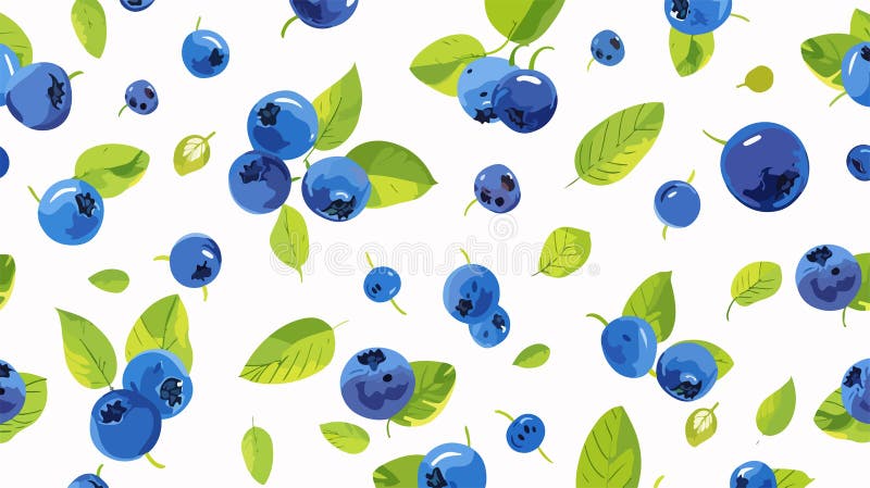Vibrant Blueberry Seamless Pattern on White Background for Creative ...