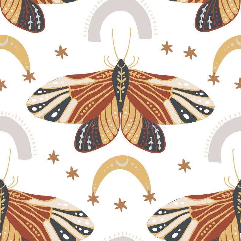 Seamless Boho Pattern Butterfly Style Template Design Stock ...