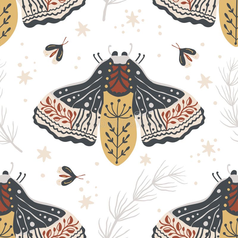 Seamless Boho Pattern Butterfly Style Template Design Stock ...
