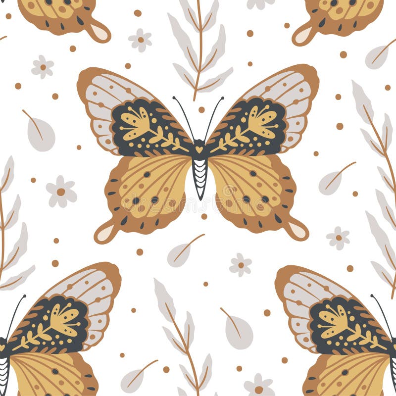 Seamless Boho Pattern Butterfly Style Template Design Stock ...
