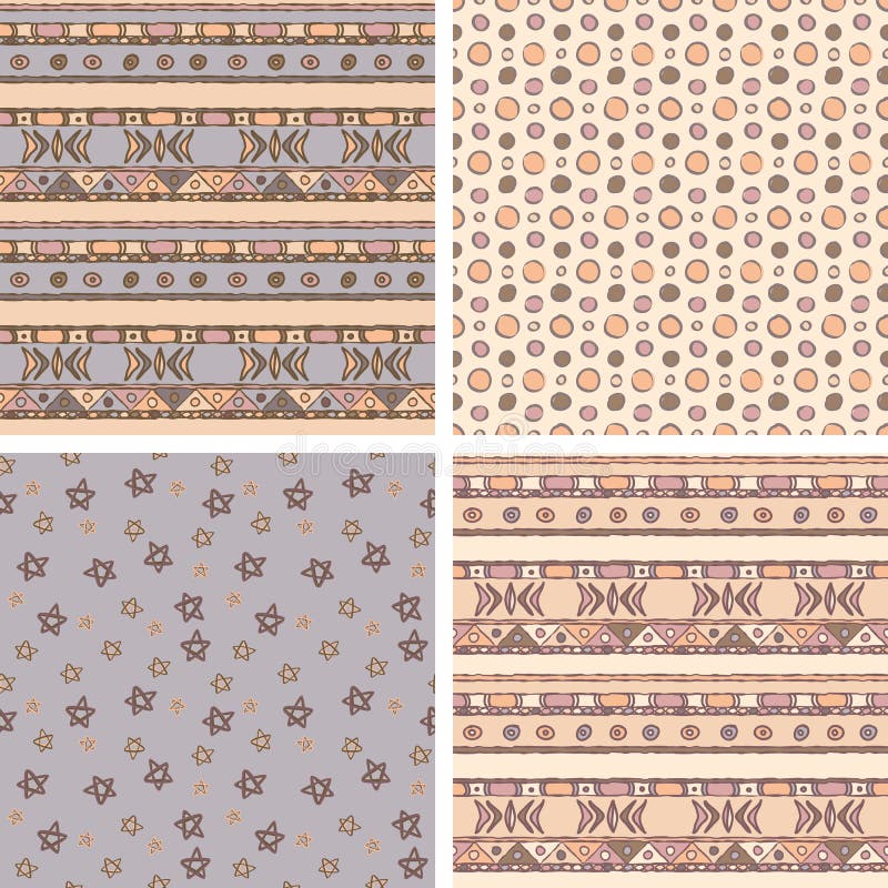 Seamless boho patterns stock vector. Illustration of pastel - 66285821