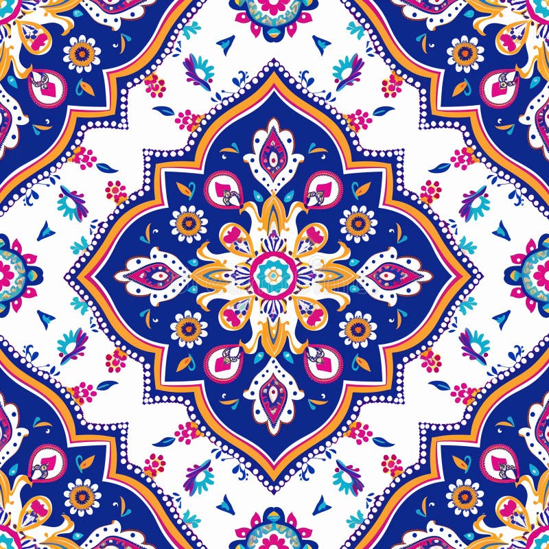 Seamless Boho Style Pattern Stock Illustration - Illustration of ...