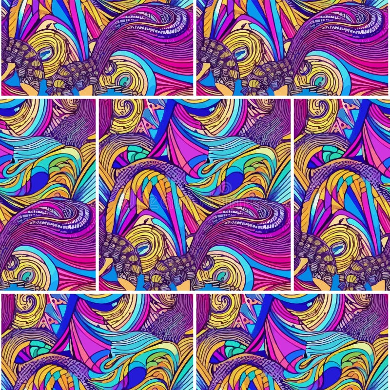 Seamless Bold Punchy Vector Pattern, Abstract Design, Highly Saturated ...