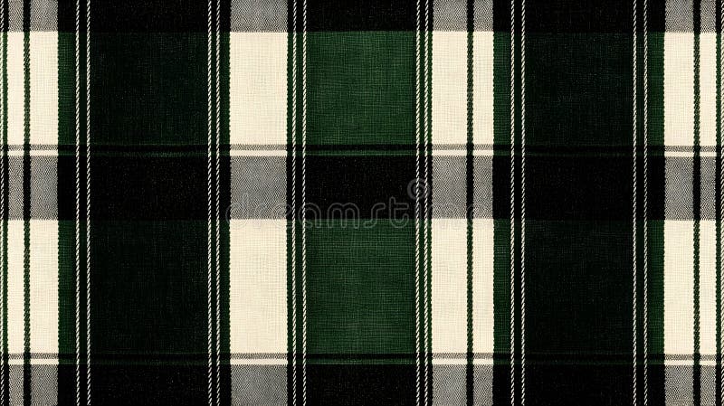 Seamless Bold Tartan Pattern with Green and Black Checkered Textile ...