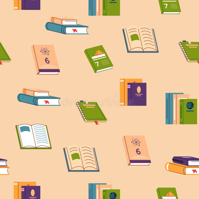 Seamless Books Pattern Vector Illustration Stock Vector - Illustration ...