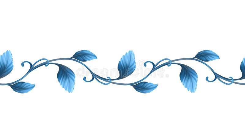 Seamless Border with Blue Leaves. Decorative Design Element Stock ...