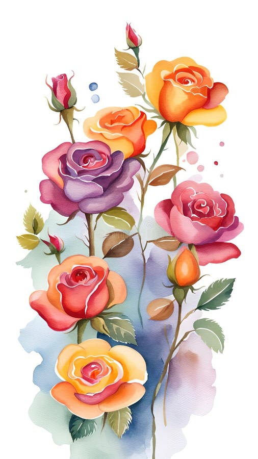 Seamless Border with Colorful Roses. Vector Illustration Stock ...