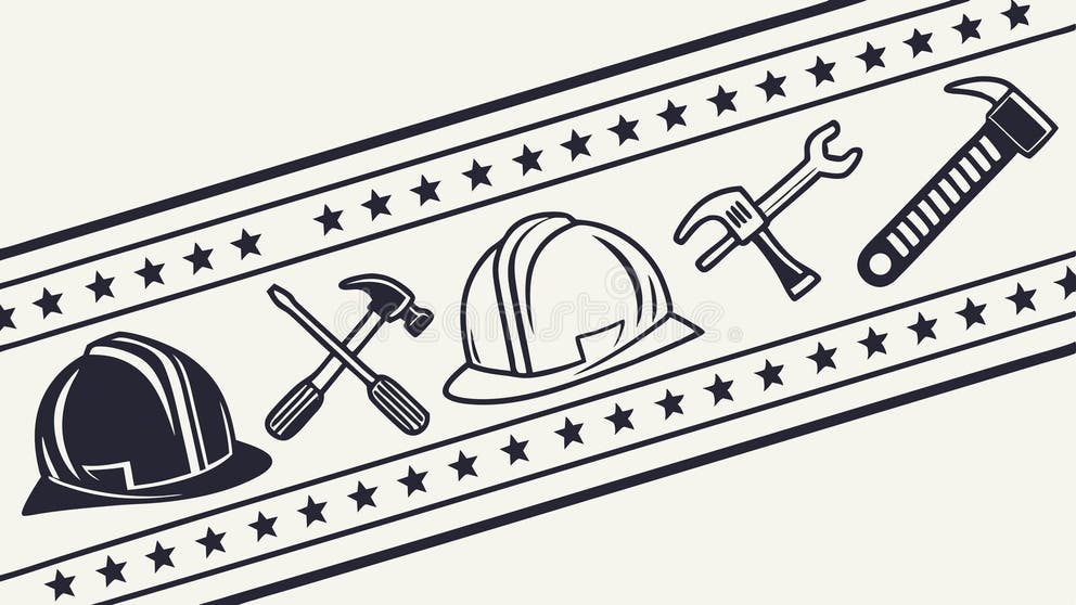 A Seamless Border with Construction Tools Like Helmets and Hammers ...