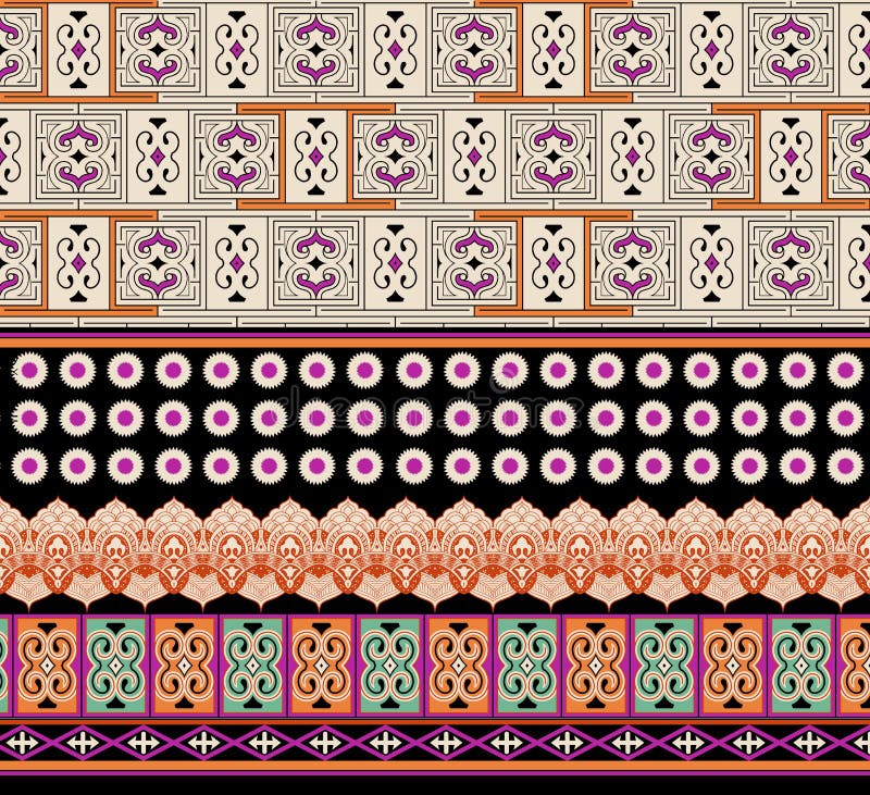 Seamless Border with Decorative Ethnic Elements. Moroccan Style. Pink ...