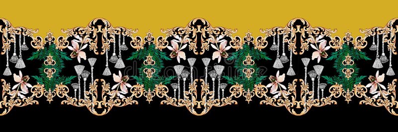 Seamless Border with Decorative Ethnic Elements. Moroccan Style. Pink ...