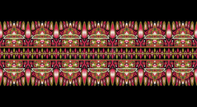 Seamless Border with Decorative Ethnic Elements. Moroccan Style. Pink ...