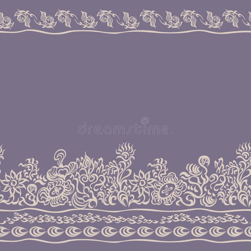 Seamless Border Floral Pattern Edge Fabric Stock Vector - Illustration ...
