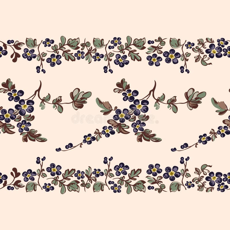 Seamless Border Floral Pattern, Edge Stock Vector - Illustration of ...