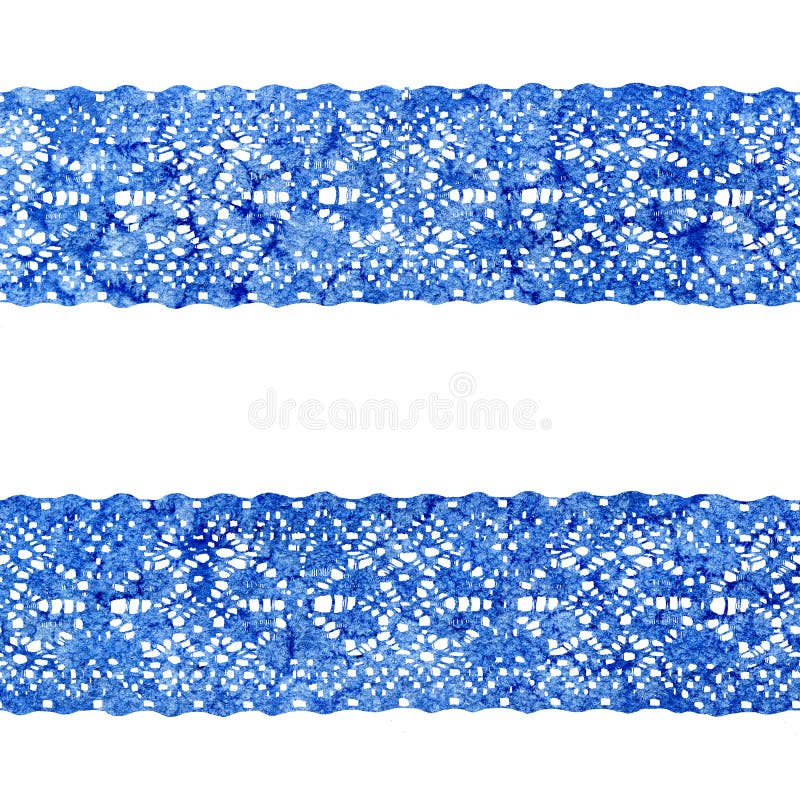 Seamless Border Lace Blue Cloth Texture. Openwork Curls on White ...