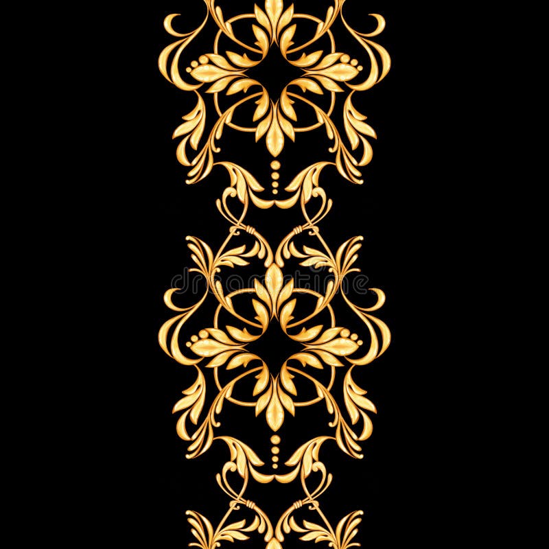 Seamless Border Pattern on Black Stock Illustration - Illustration of ...