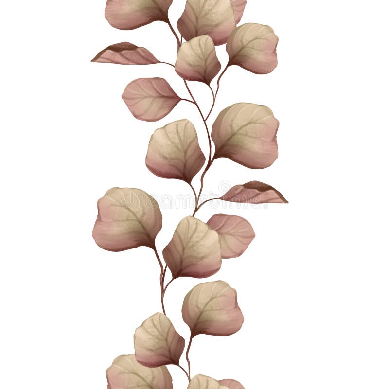 Seamless Border Pattern of Wild Autumn Leaves on White Background ...